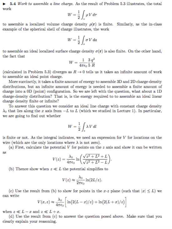 Solved Work to assemble a line charge. As the result of | Chegg.com