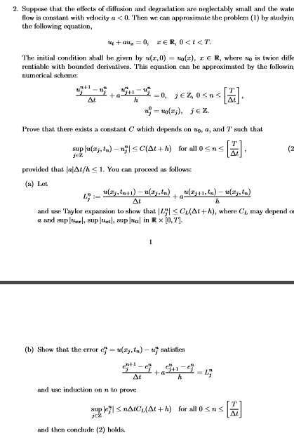 Consider the situation of a concentration u of a | Chegg.com