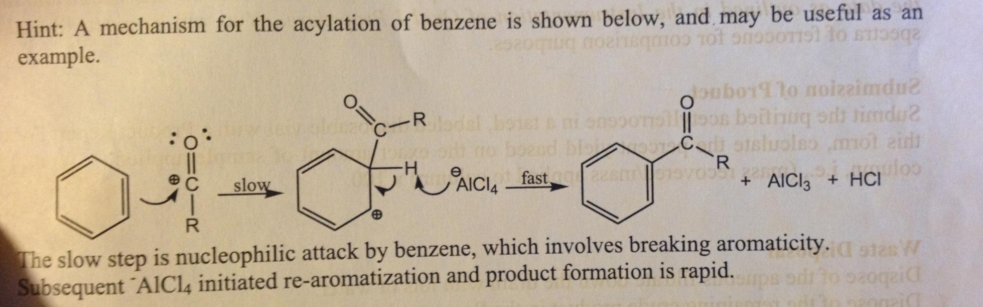 Hint: A mechanism for the acylation of benzene is | Chegg.com