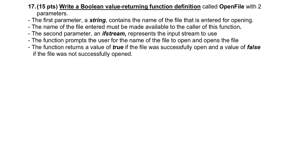 Solved Write a Boolean value-returning function definition | Chegg.com