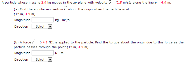 Solved A particle whose mass is 2.9 kg moves in the xy plane | Chegg.com