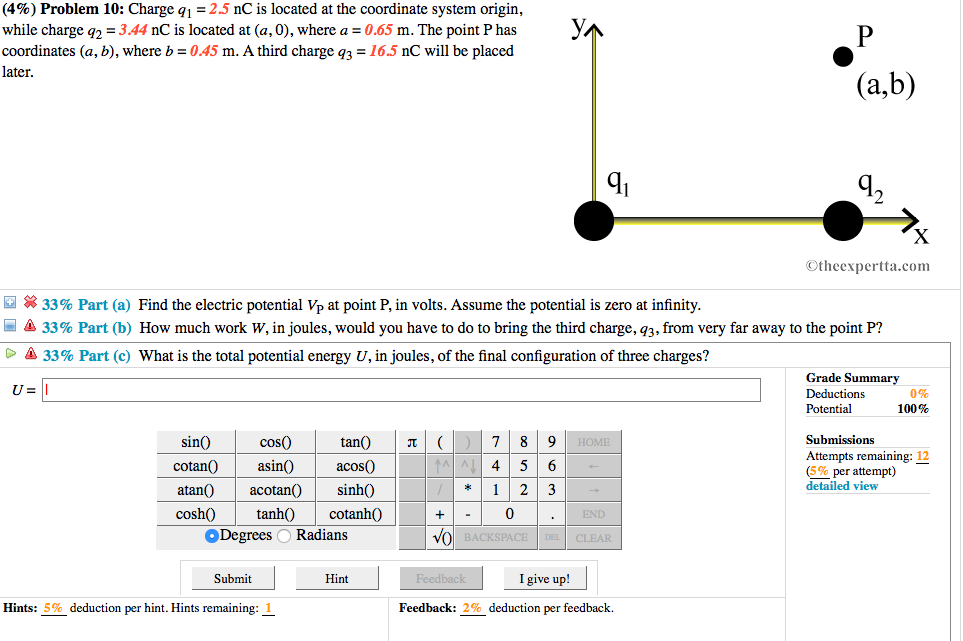 Solved Charge q_1 = 25 nC is located at the coordinate | Chegg.com