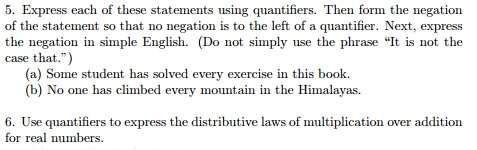 Solved 5. Express each of these statements using | Chegg.com