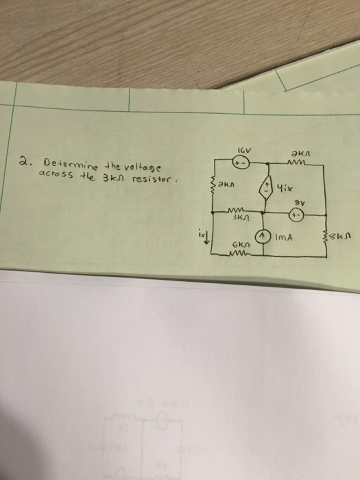 Solved Determine the voltage across the 3k ohm resistor. | Chegg.com