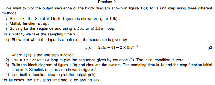 Problem 2 We want to plot the output sequence of the | Chegg.com