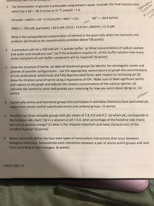 Solved Could someone show me how to do these Biochemistry | Chegg.com