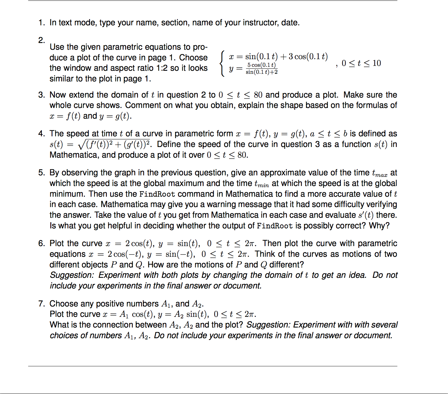 Introduction to Parameterized curves A object moves | Chegg.com