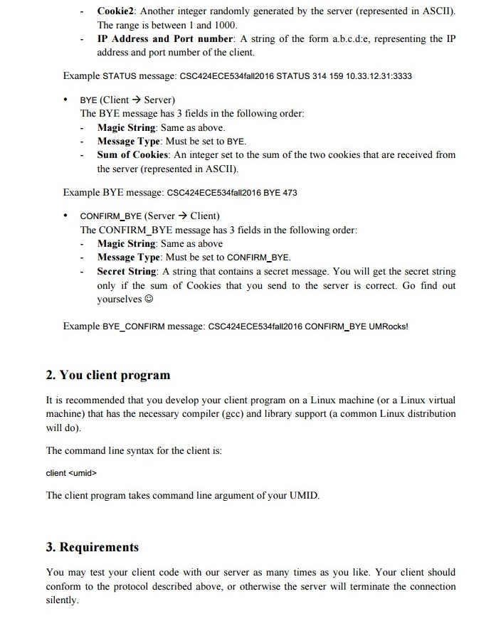 Socket Programming- Write a client program in C. | Chegg.com
