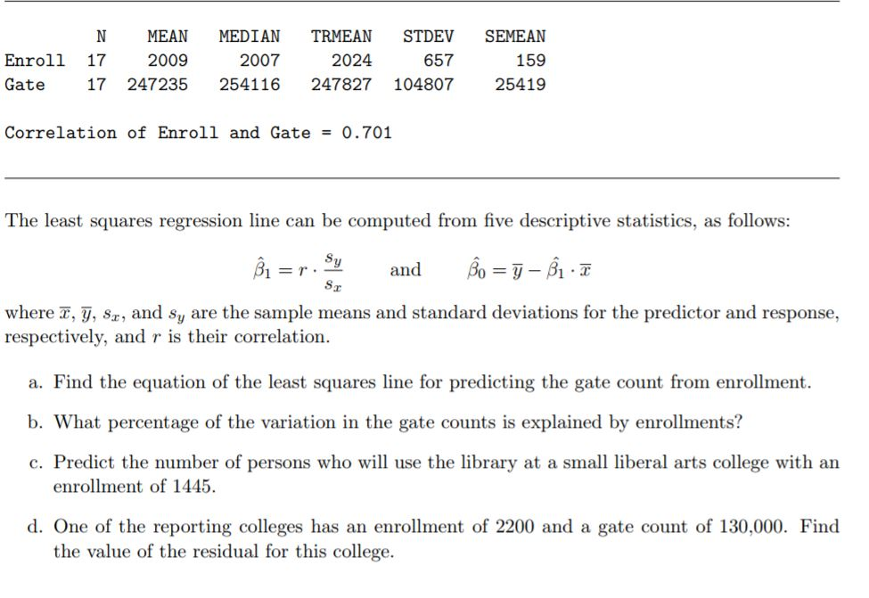 Solved 2.44 Gate count-Computing the least squares line from | Chegg.com