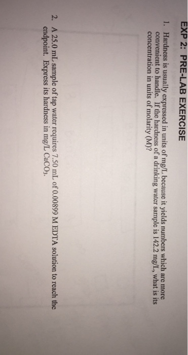 Solved EXP 2: PRE-LAB EXERCISE 1. Hardness is usually | Chegg.com