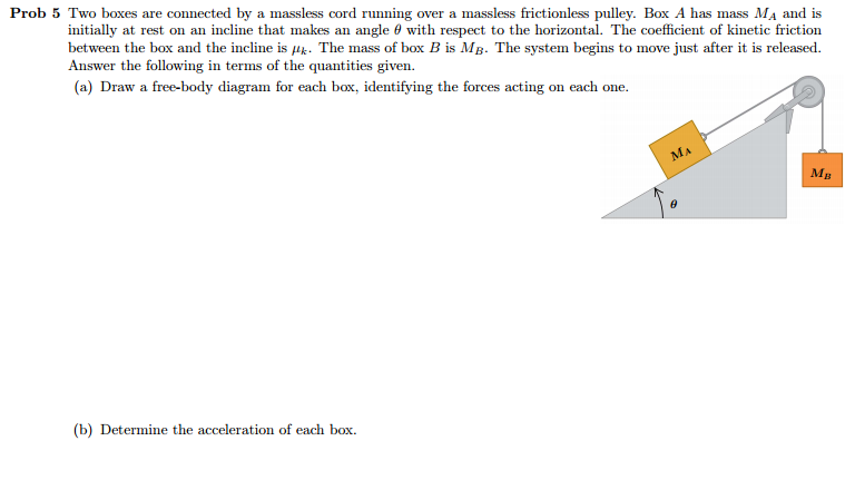 Solved Two boxes are connected by a massless cord running | Chegg.com