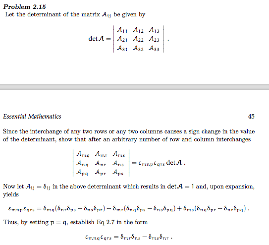 Problem 2.15 Let the determinant of the matrix Aij be | Chegg.com