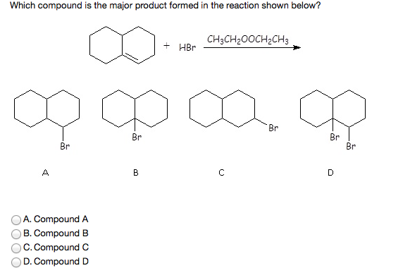 Solved Which compound is the major product formed in the | Chegg.com