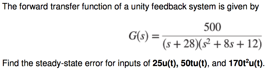 Solved The forward transfer function of a unity feedback | Chegg.com