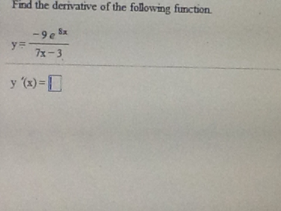Solved Find the derivative of the following function. | Chegg.com