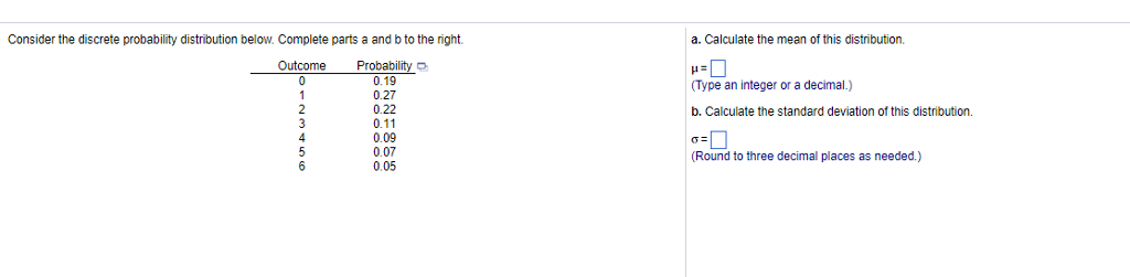 Solved Consider the discrete probability distribution below. | Chegg.com
