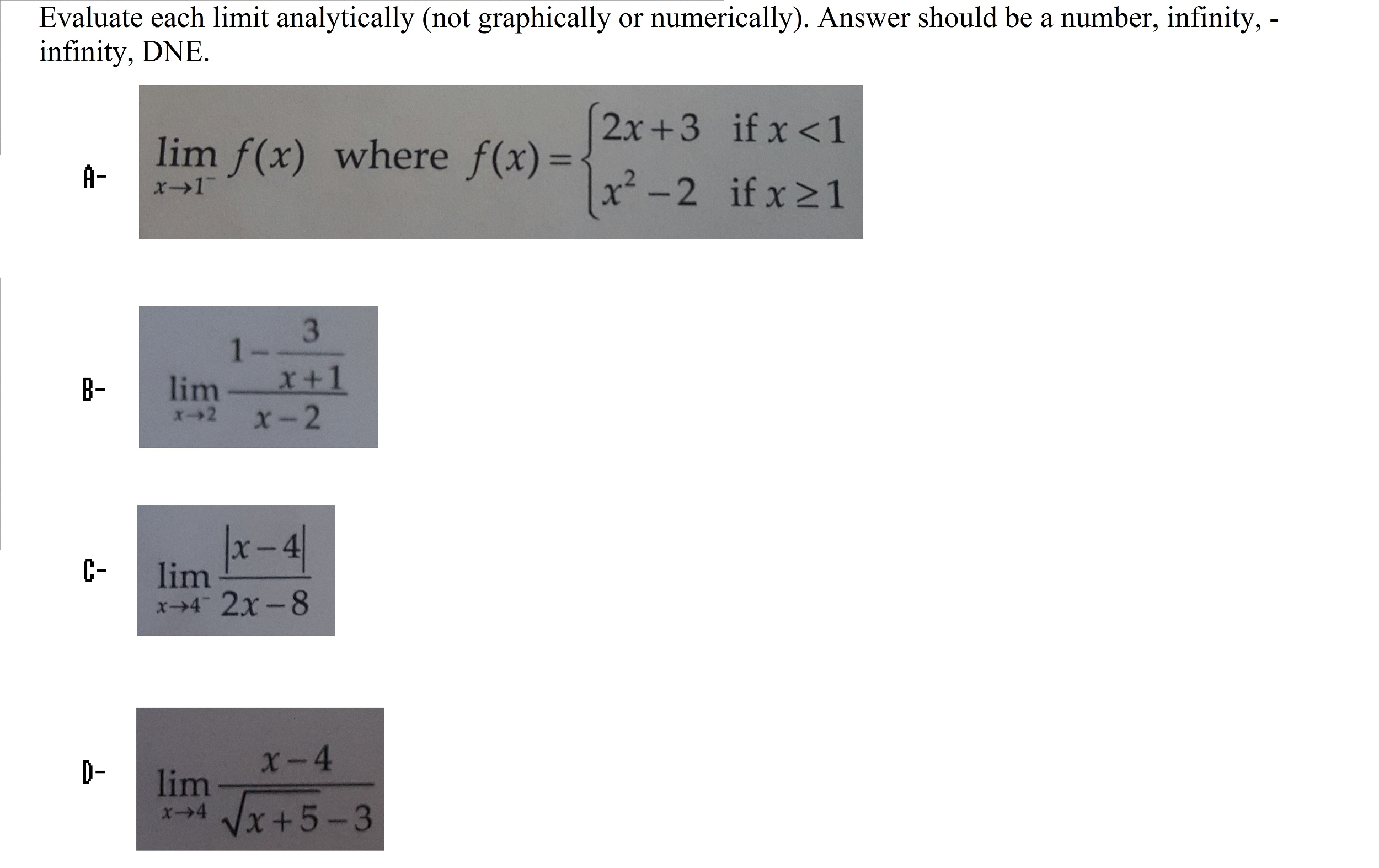 Solved Evaluate each limit analytically (not graphically or | Chegg.com