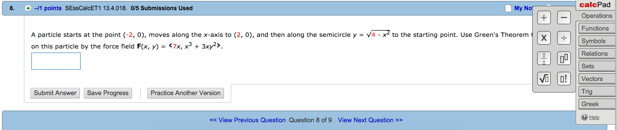 Solved A Particle Starts At The Point 2 0 Moves Along