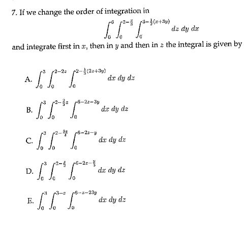 Solved If we change the order of integration in | Chegg.com