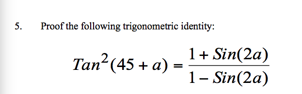 Solved Proof the following trigonometric identity: Tan^2 | Chegg.com
