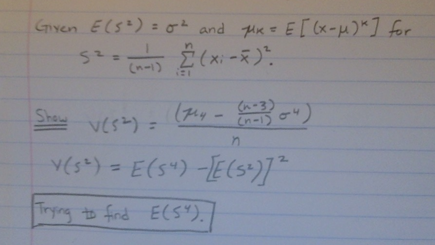 Solved Show the variance of S2 is equal to the quantity | Chegg.com