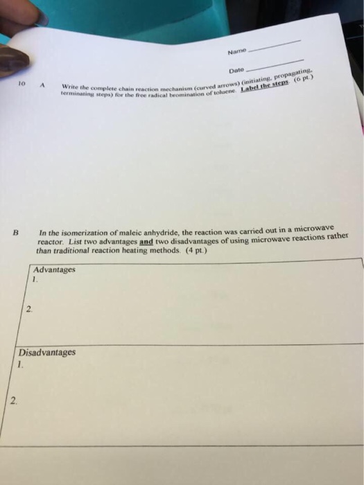 Solved Write the complete chain reaction mechanism (curved | Chegg.com