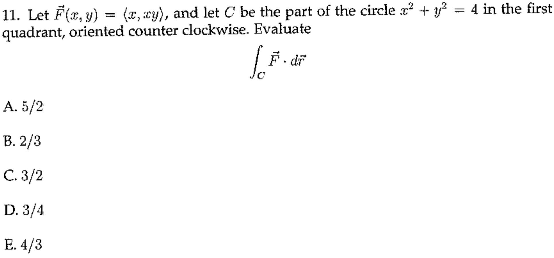 Solved 11. Let F(x y) = (x,xy), and let C be the part of the | Chegg.com