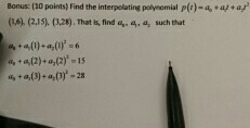Solved find the interpolating polynomial.....for the data | Chegg.com