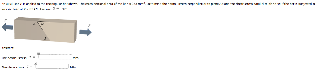 Solved An axial load P is applied to the rectangular bar | Chegg.com