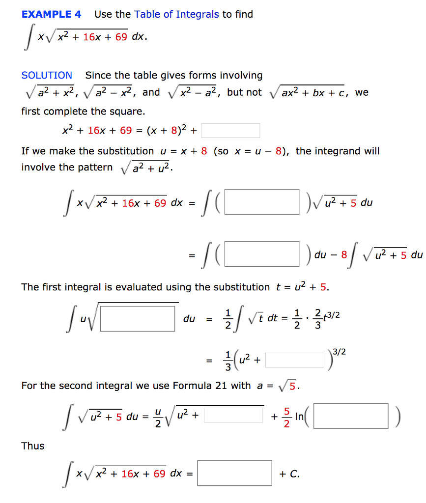 Solved EXAMPLE 4 Use the Table of Integrals to find SOLUTION | Chegg.com