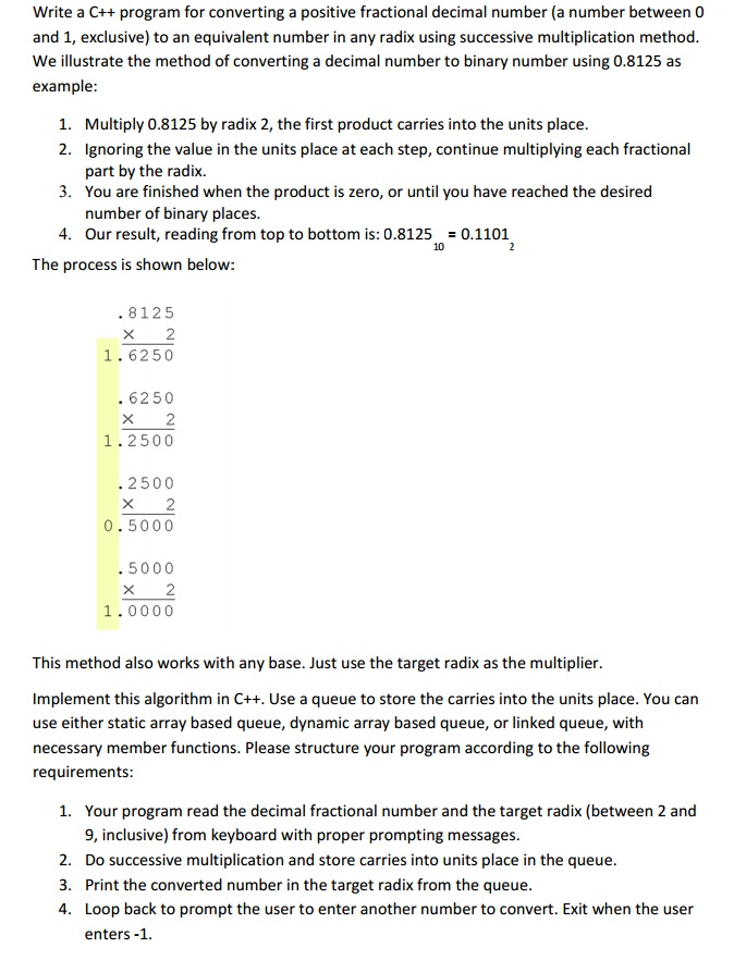 Solved Write A C Program For Converting A Positive 5640