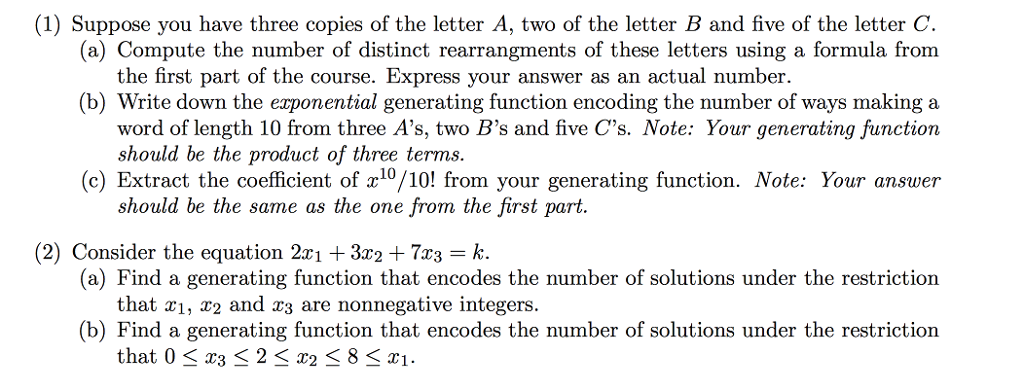 (1) Suppose you have three copies of the letter A, | Chegg.com