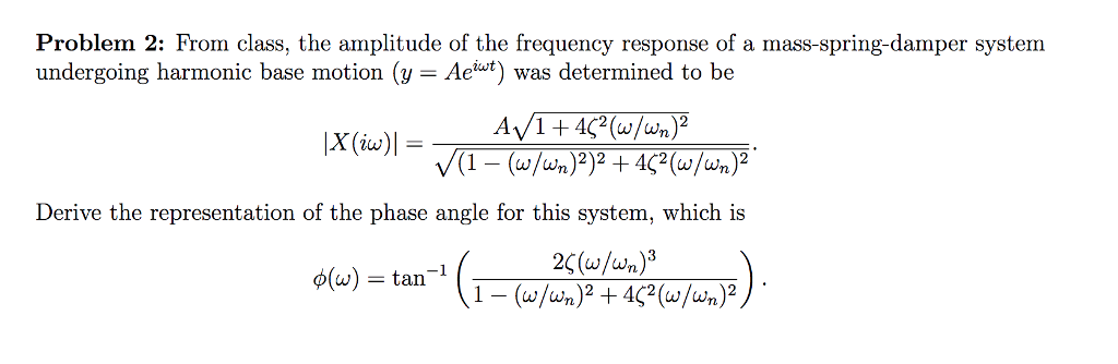 Solved Problem 2: From class, the amplitude of the frequency | Chegg.com