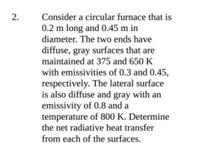 Solved Consider a circular furnace that is 0.2 m long and | Chegg.com