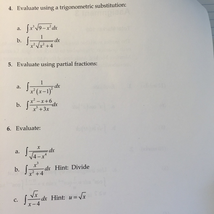 Solved Evaluate using a trigonometric substitution: a. | Chegg.com