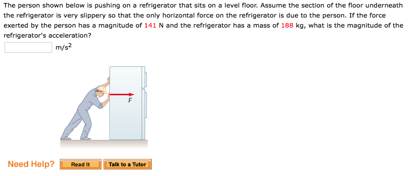 Solved The person shown below is pushing on a refrigerator | Chegg.com