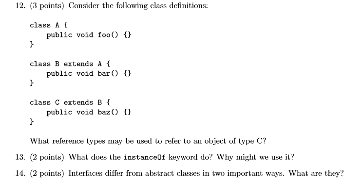 Solved Consider the following class definitions: class A | Chegg.com Solved Consider the following class definitions: class A | Chegg.com