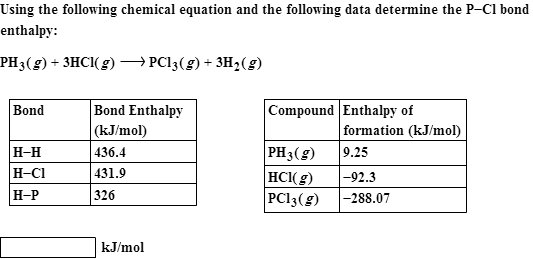 Solved Using the following chemical equation and the | Chegg.com