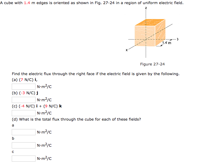 Solved A cube with 1.4 m edges is oriented as shown in Fig. | Chegg.com