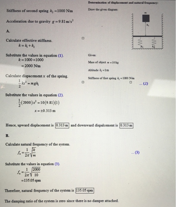 Solved dynamic question with Spring. Answer of A and B is | Chegg.com