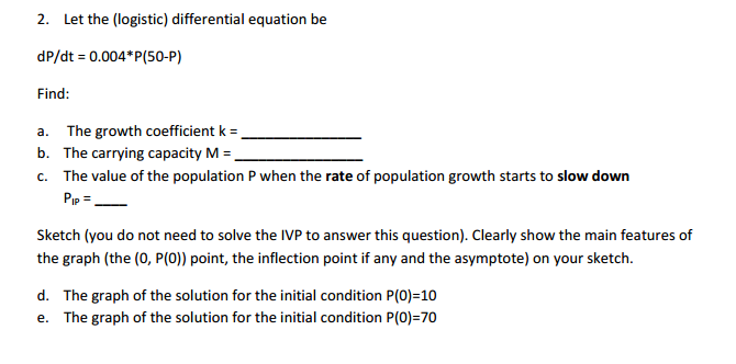 Solved Let the (logistic) differential equation be dP/dt = | Chegg.com