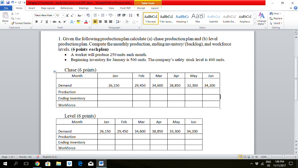 Solved Table Tools File Homet Page Layout Reterences Mangs | Chegg.com
