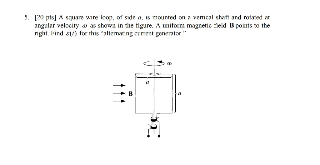 Solved 5. [20 pts] A square wire loop, of side a, is mounted | Chegg.com