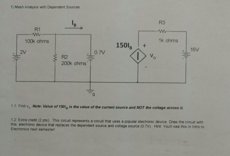 Solved 1) Mesh Analysis with Dependent Sources R3 R1 100k | Chegg.com