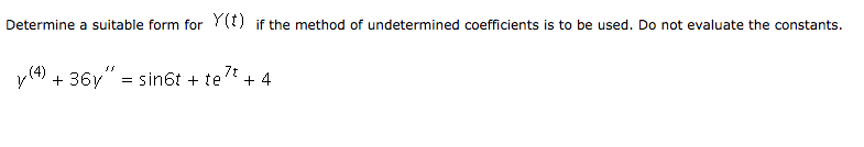 Solved Determine a suitable form for Y(t) if the method of | Chegg.com