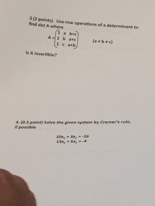 Solved Use row operations of a determinant to find det A | Chegg.com