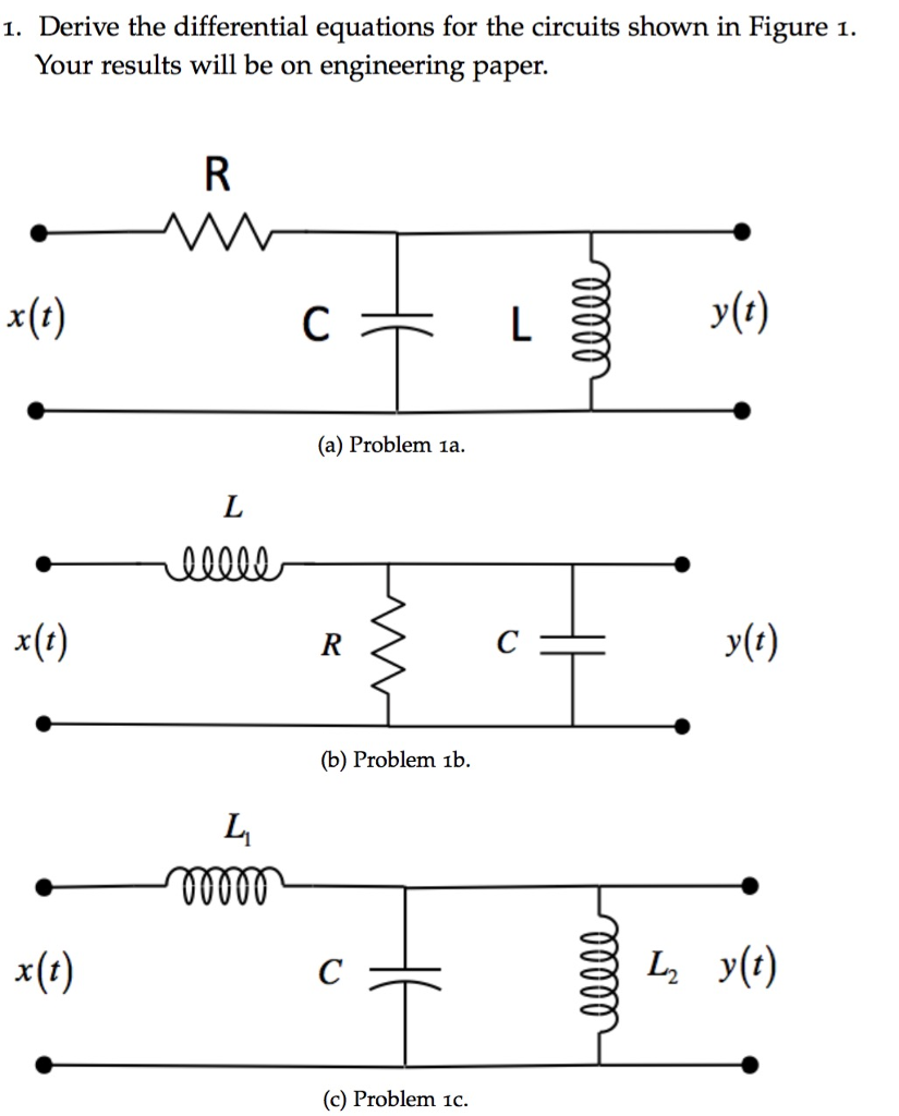 Solved Derive the differential equations for the circuits | Chegg.com