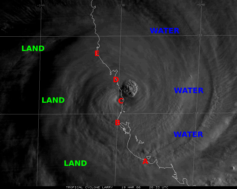 Solved 21. This is an image of Cyclone Larry making landfall | Chegg.com