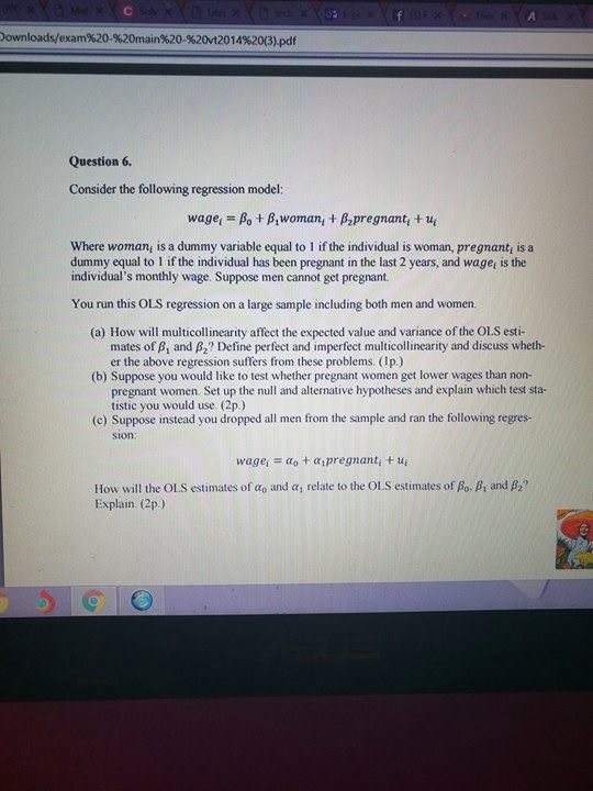 Solved Consider the following regression model: wage _i = | Chegg.com