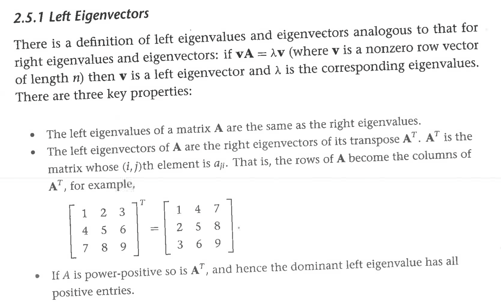Solved 2.5.1 Left Eigenvectors There is a definition of left | Chegg.com